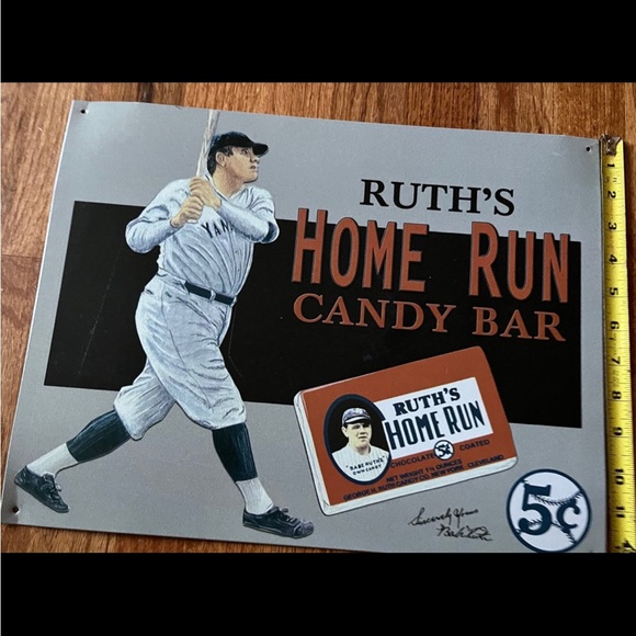 Wall Decor | Babe Ruths Home Run Candy Bar Tin Metal Sign | Poshmark